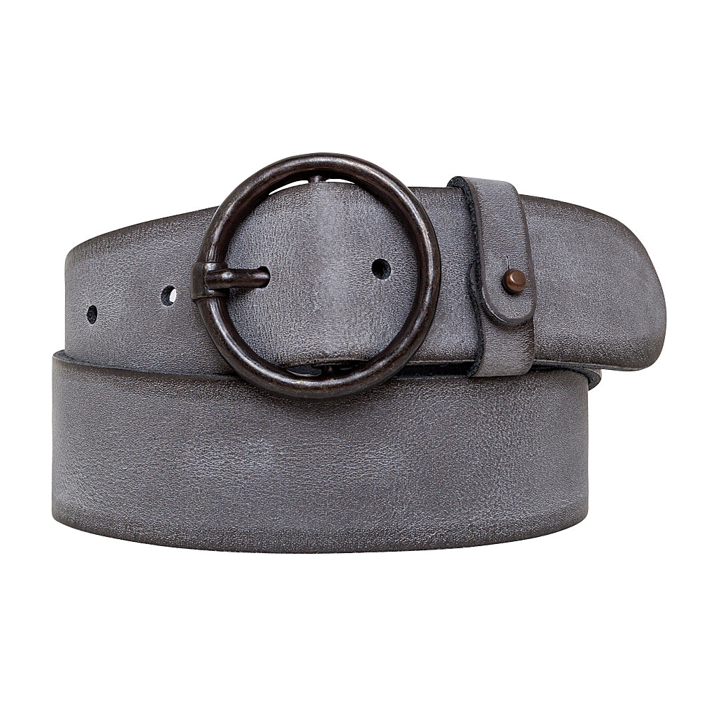 Womens brown leather belt with a round buckle -Amsterdam Heritage ...
